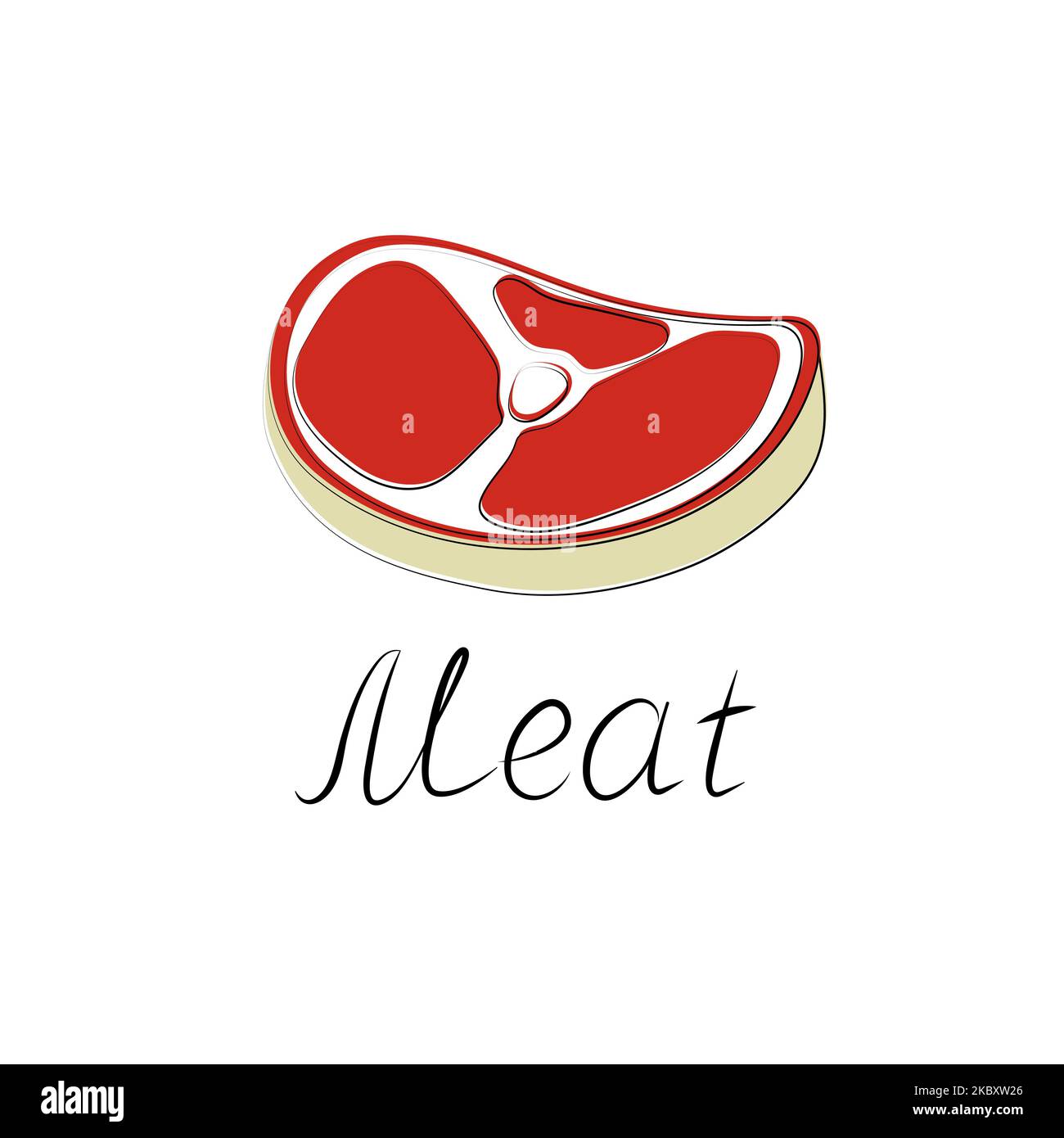 Meat steak illustration and hand-written inscription. Vector logo Stock ...