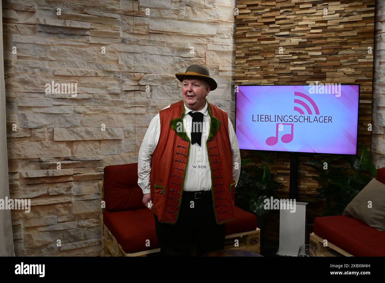Wolfgang Schwalm von den Wildecker Herzbuben bei der Aufzeichnung der ...