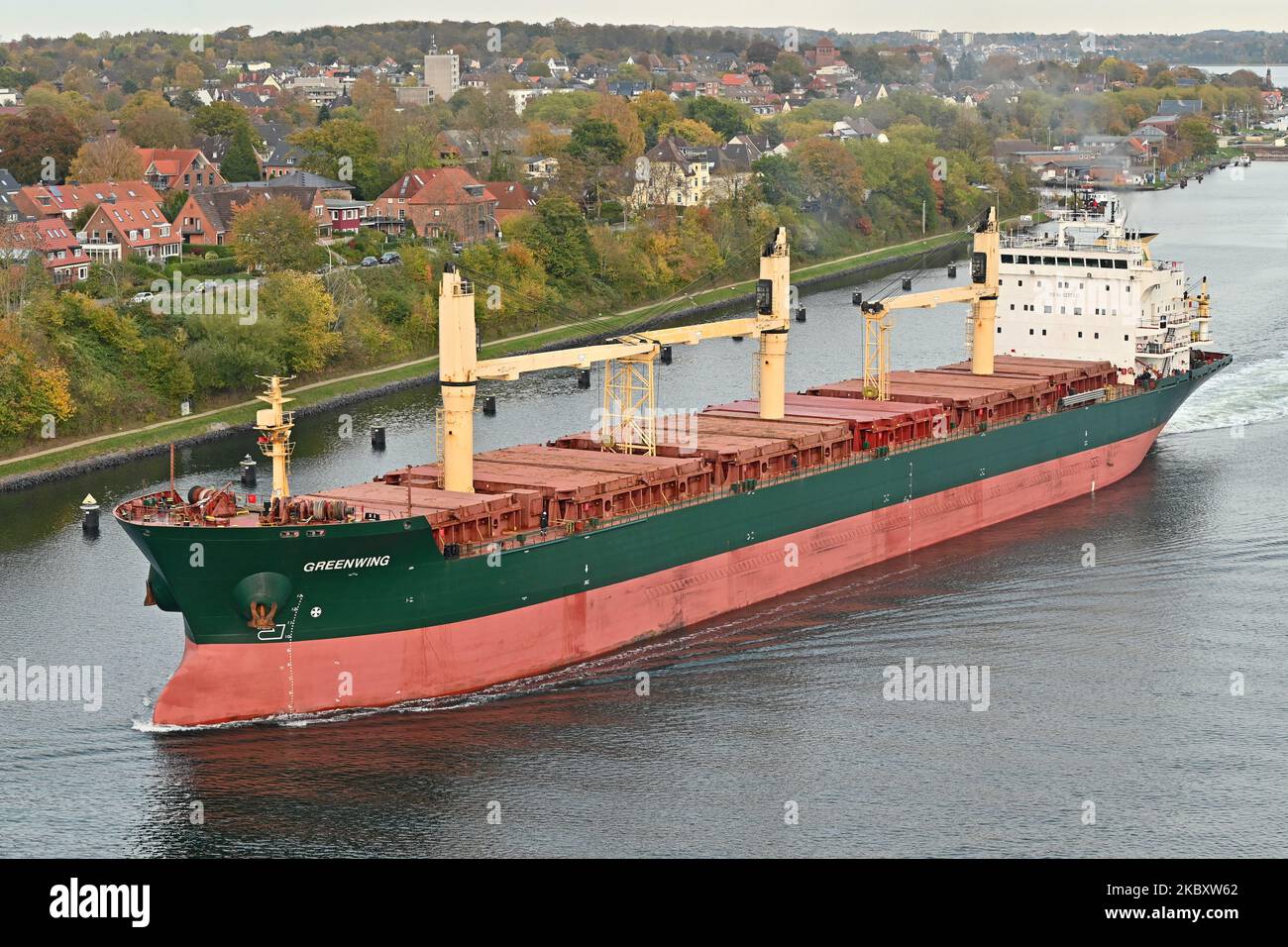 Bulkcarrier GREENWING passing the Kiel Canal Stock Photo - Alamy
