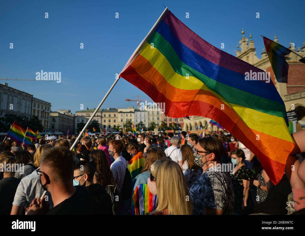 Pro-LGBT activists and their supporters during the annual Krakow ...