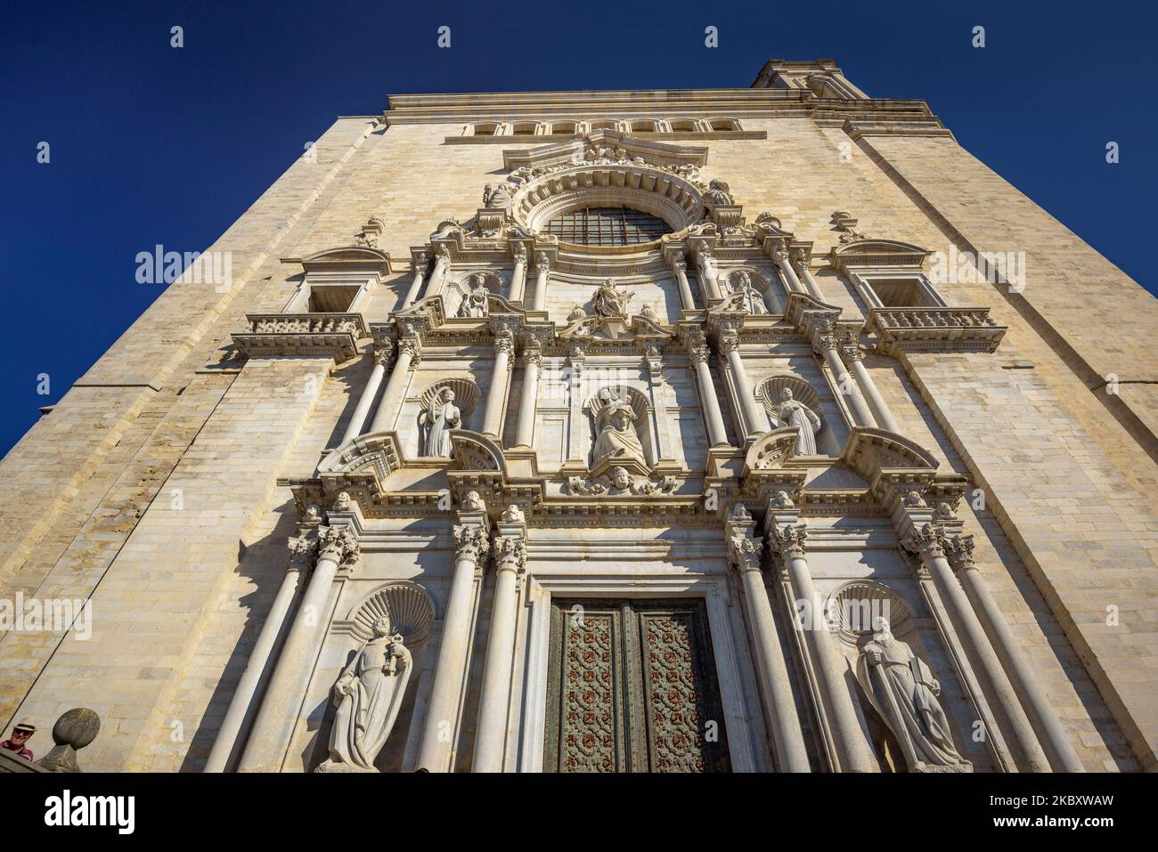 Front facade of the cathedral of Girona (Catalonia, Spain) ESP: Fachada ...