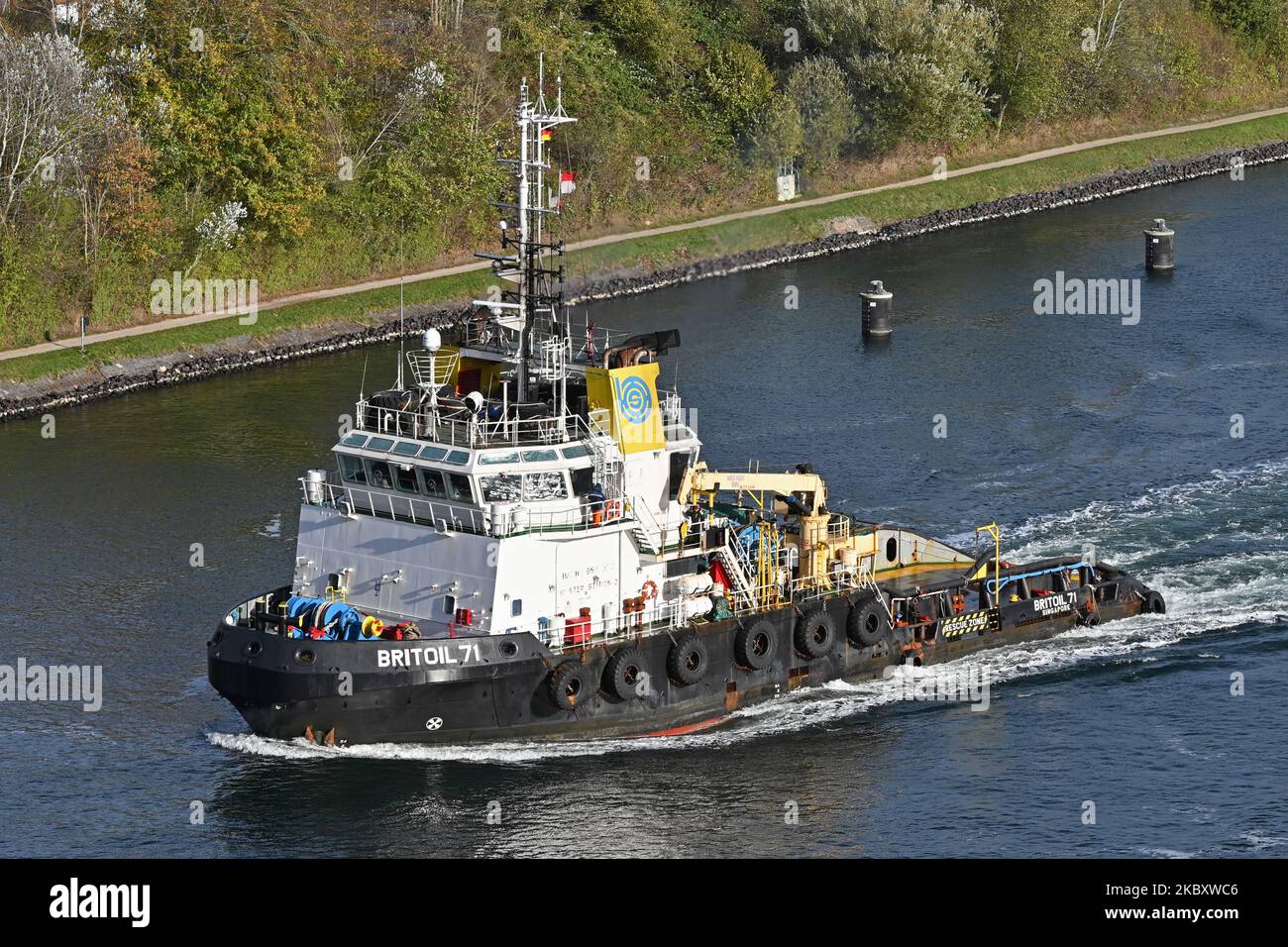 Anchor Hoy BRITOIL 71 passing the Kiel Canal Stock Photo - Alamy