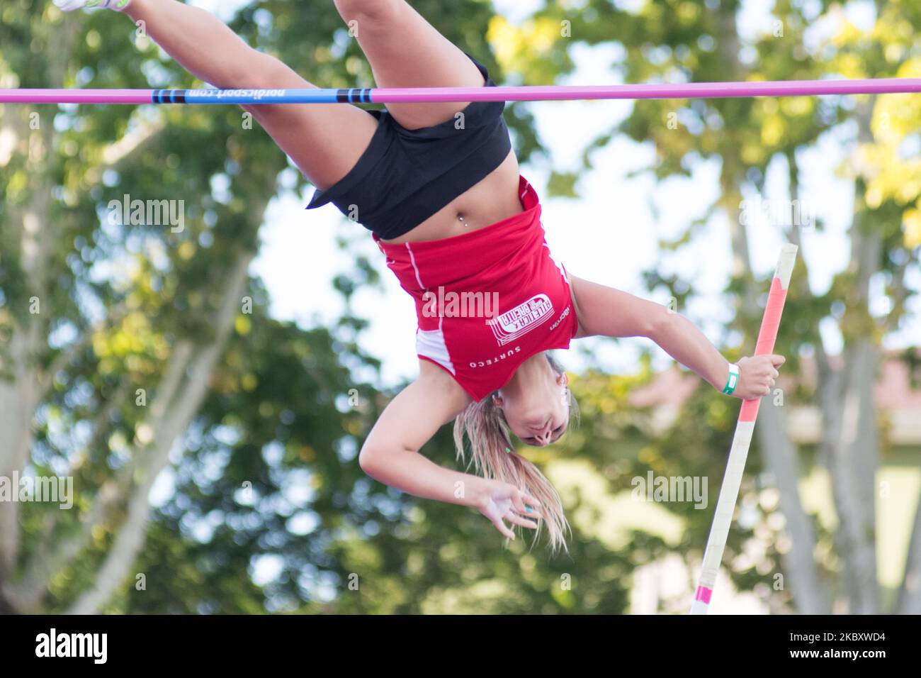 Elisa Molinarolo competesin the Women's high jump final during the ...