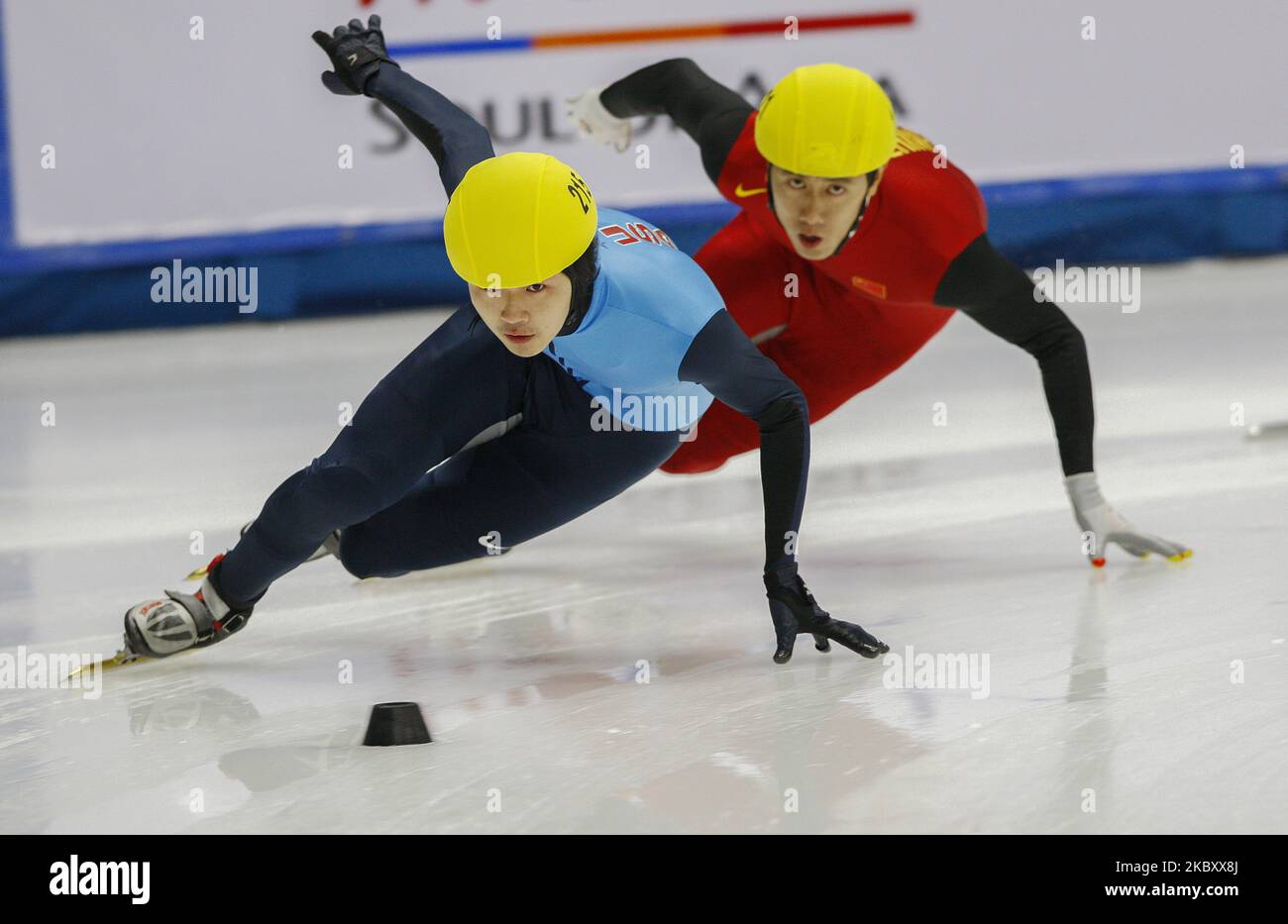 Cho Simon, front, of USA competes in the Men 500-meters heats of the ...