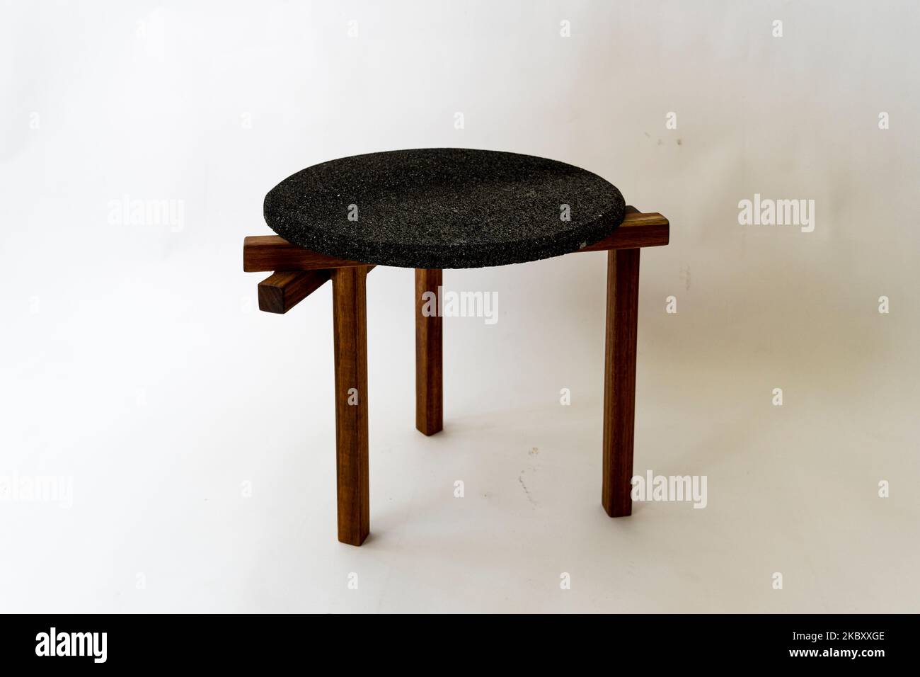 designer coffee table, solid wood base and top in terrazzo, oak wood on ...