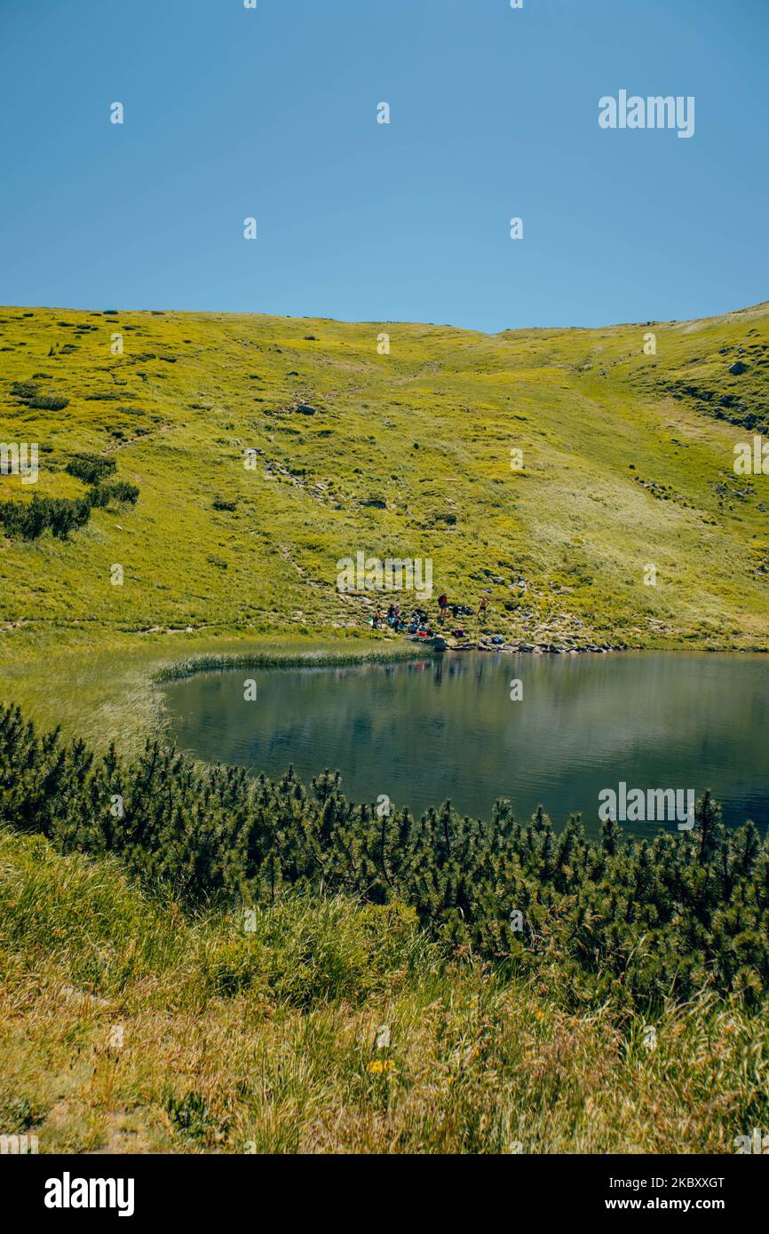 A scenic view of the Nesamovyte Lake in the Ivano-Frankivsk region on a ...