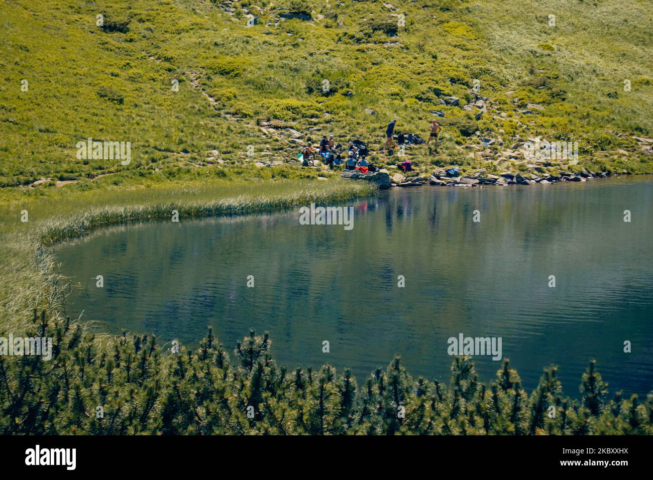 A scenic view of the Nesamovyte Lake in the Ivano-Frankivsk region on a ...