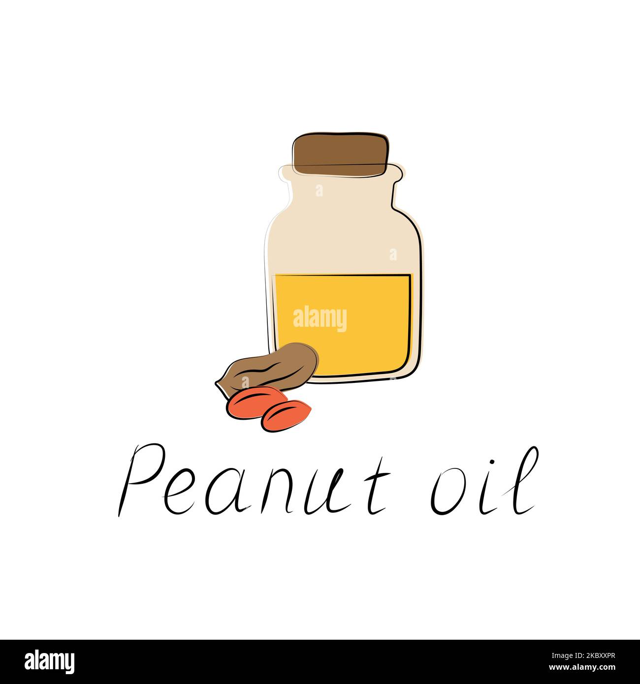 Peanut oil illustration and hand-written inscription. Vector logo Stock ...