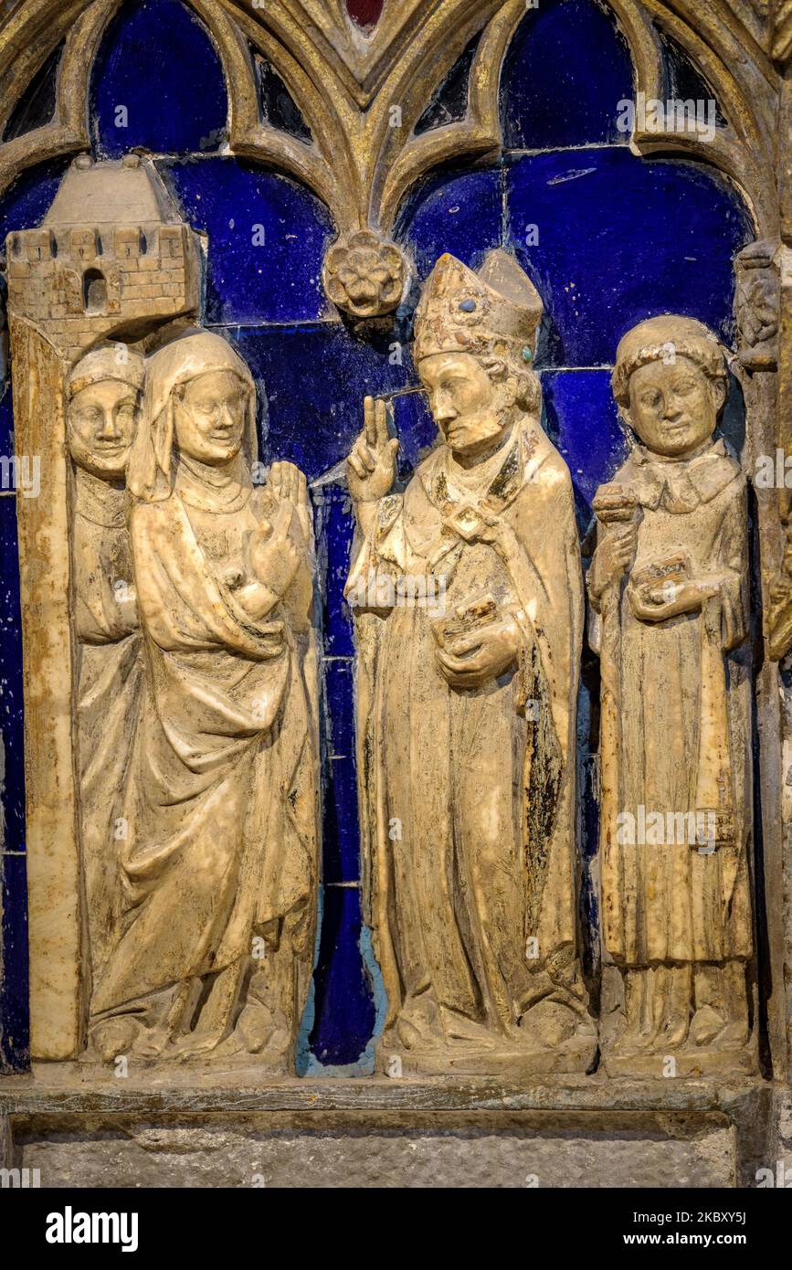Gothic tomb of Sant Narcís inside the basilica of Sant Feliu in Girona ...
