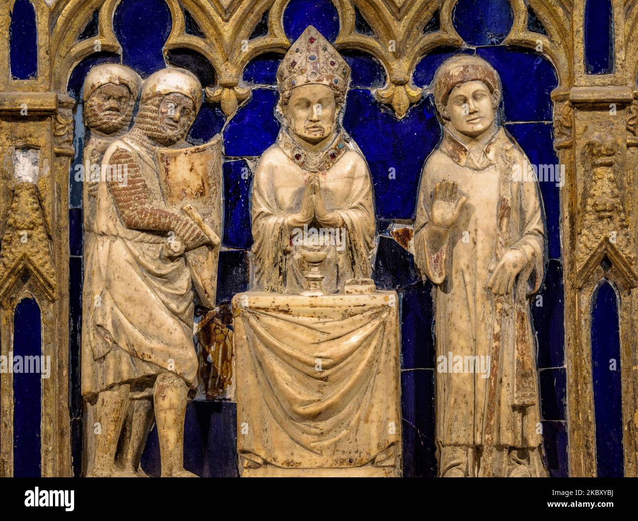 Gothic tomb of Sant Narcís inside the basilica of Sant Feliu in Girona ...