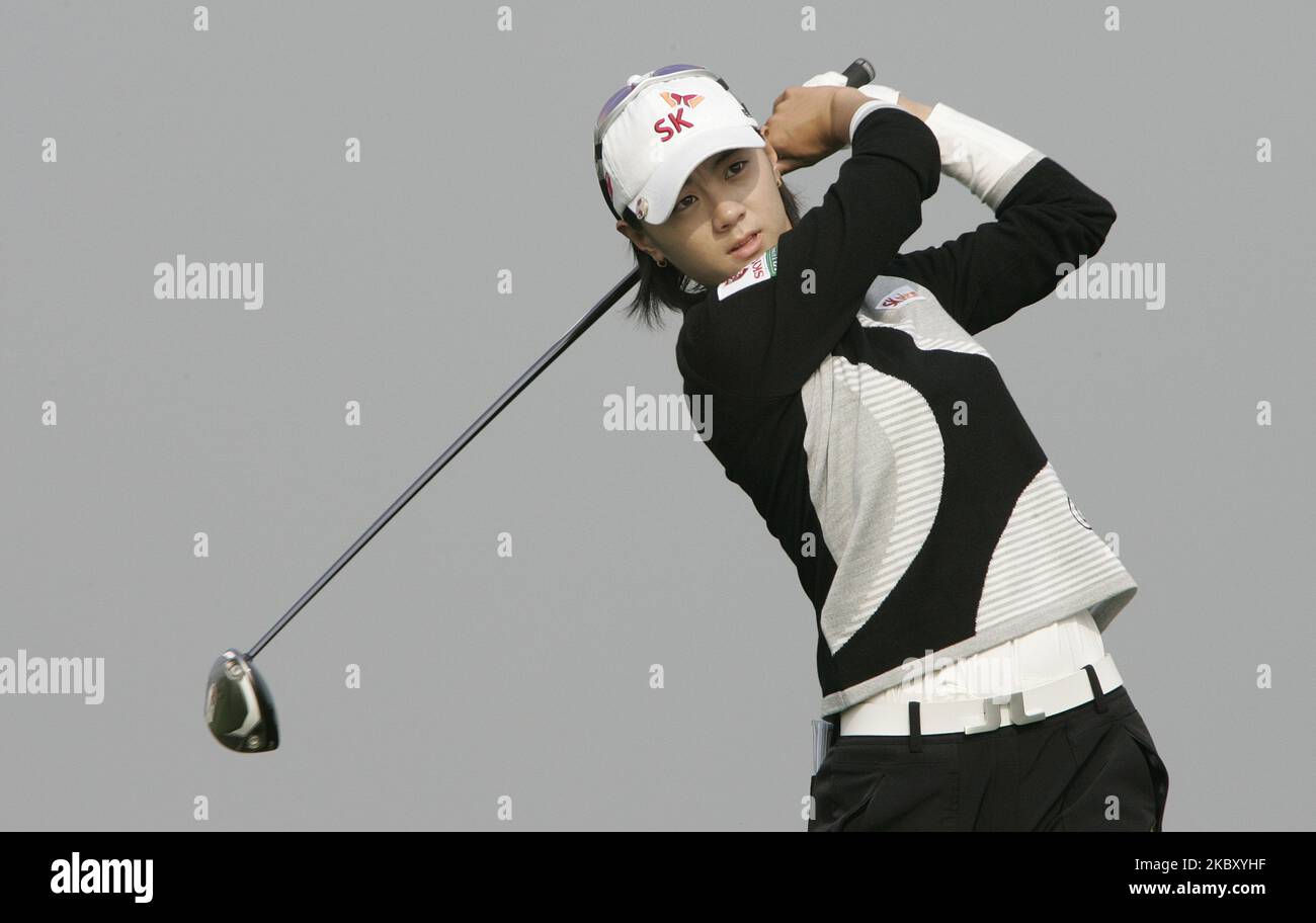 Na Yeon Choi of South Korea hits a teeshot in the 6th hole during round ...