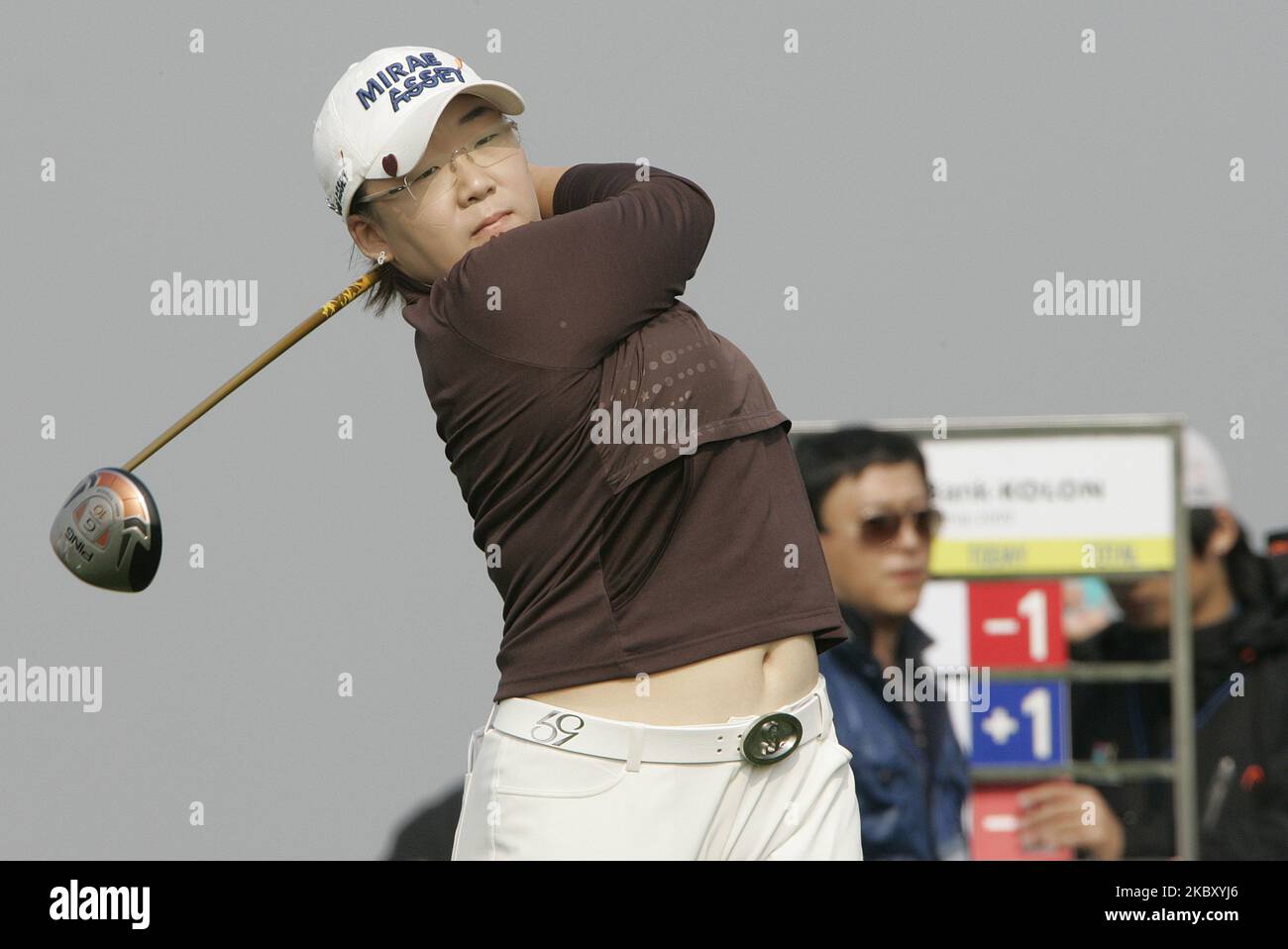 Jiyai Shin of South Korea hits a teeshot in the 6th hole during round ...