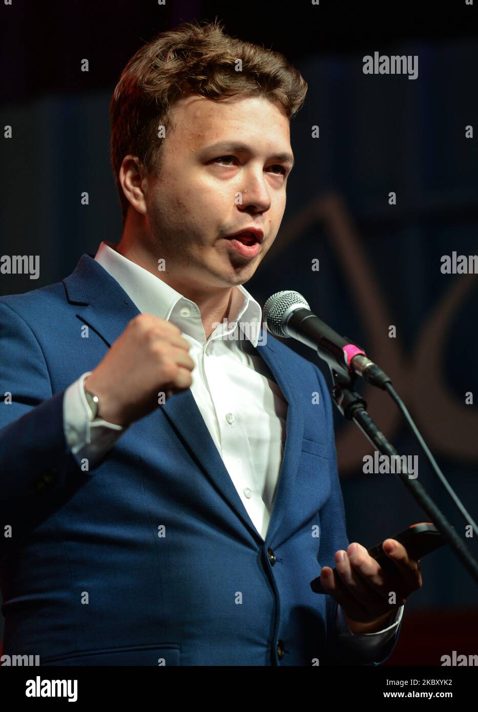 Roman Protasewicz addresses the crowd next to a famous Gdansk's ...