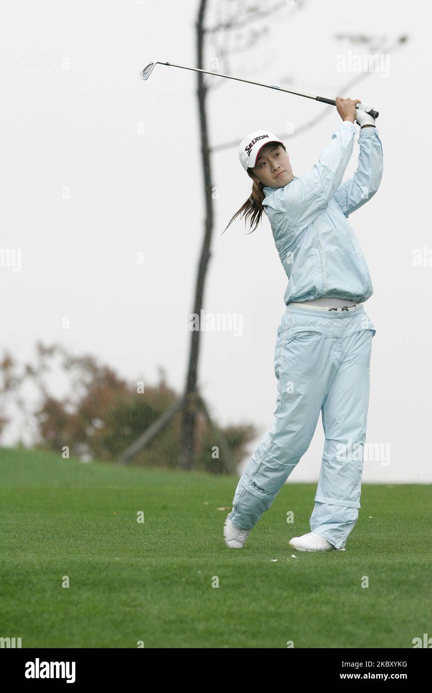Bo- Kyung Kim of South Korea on the 8th hole during round two of Hana ...
