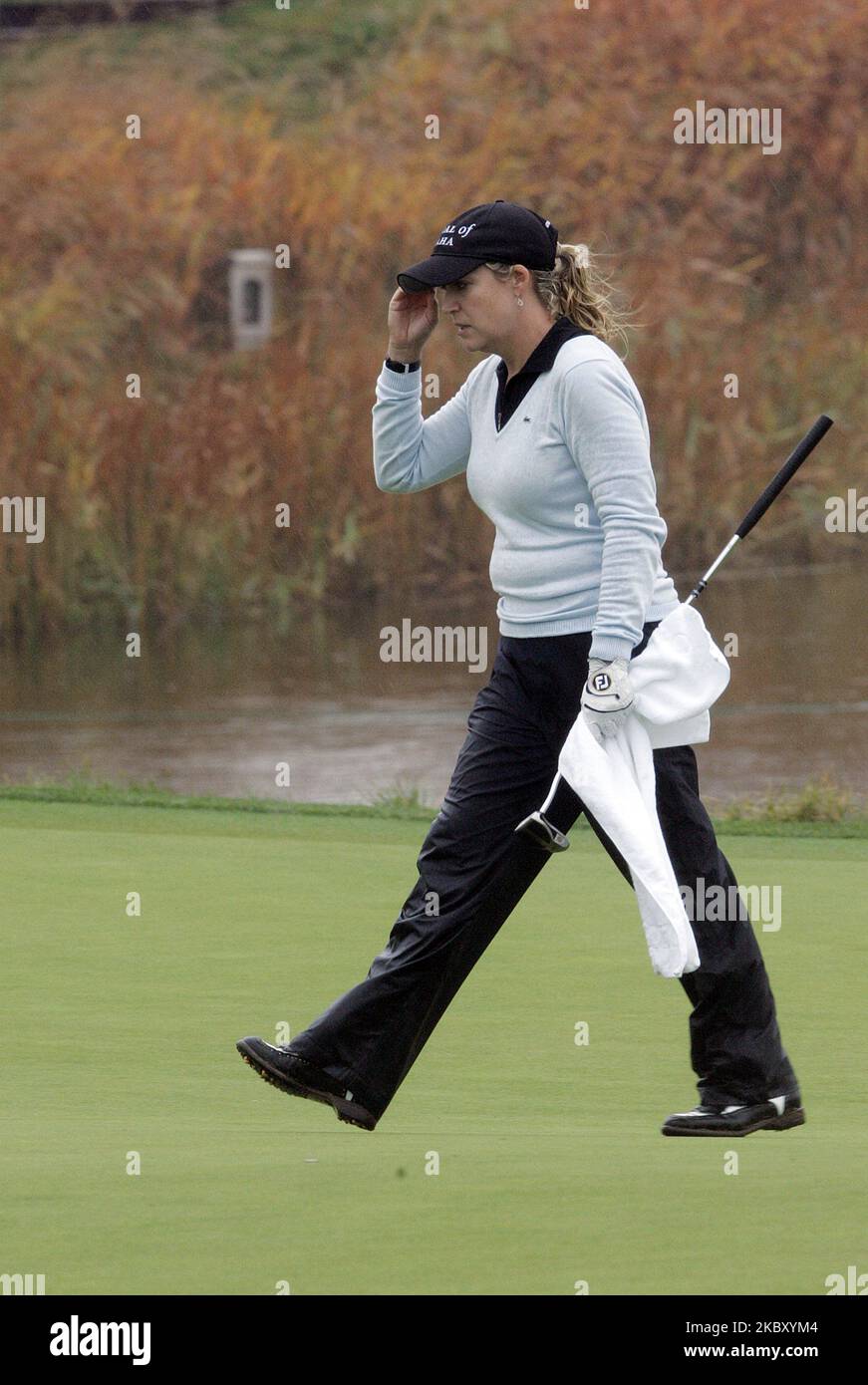 Cristie Kerr of Miami FL on the 18th hole during round two of Hana Bank ...