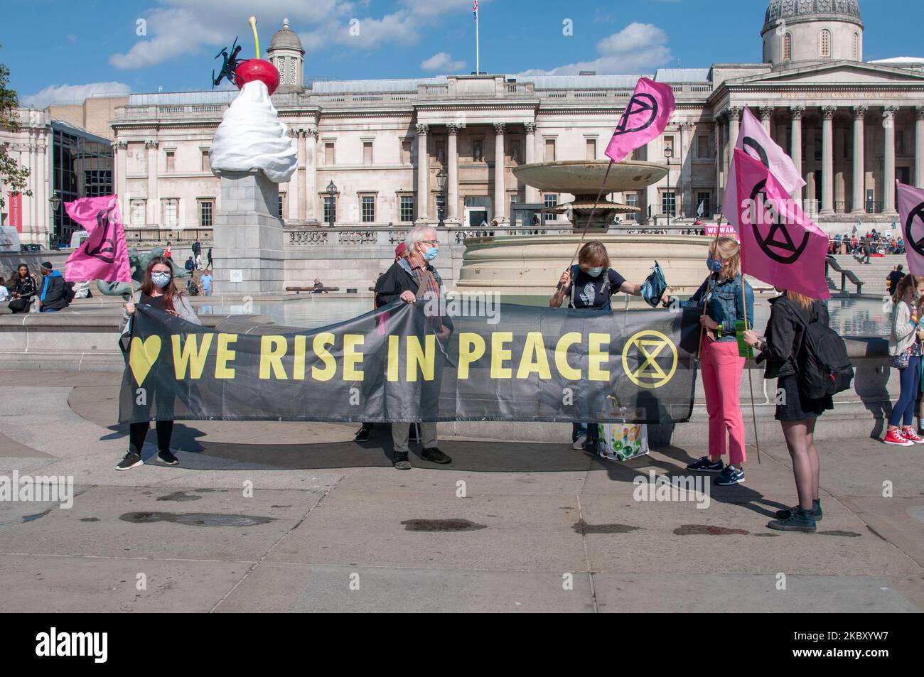 Activists from Extinction Rebellion gather at London's Trafalgar Square ...