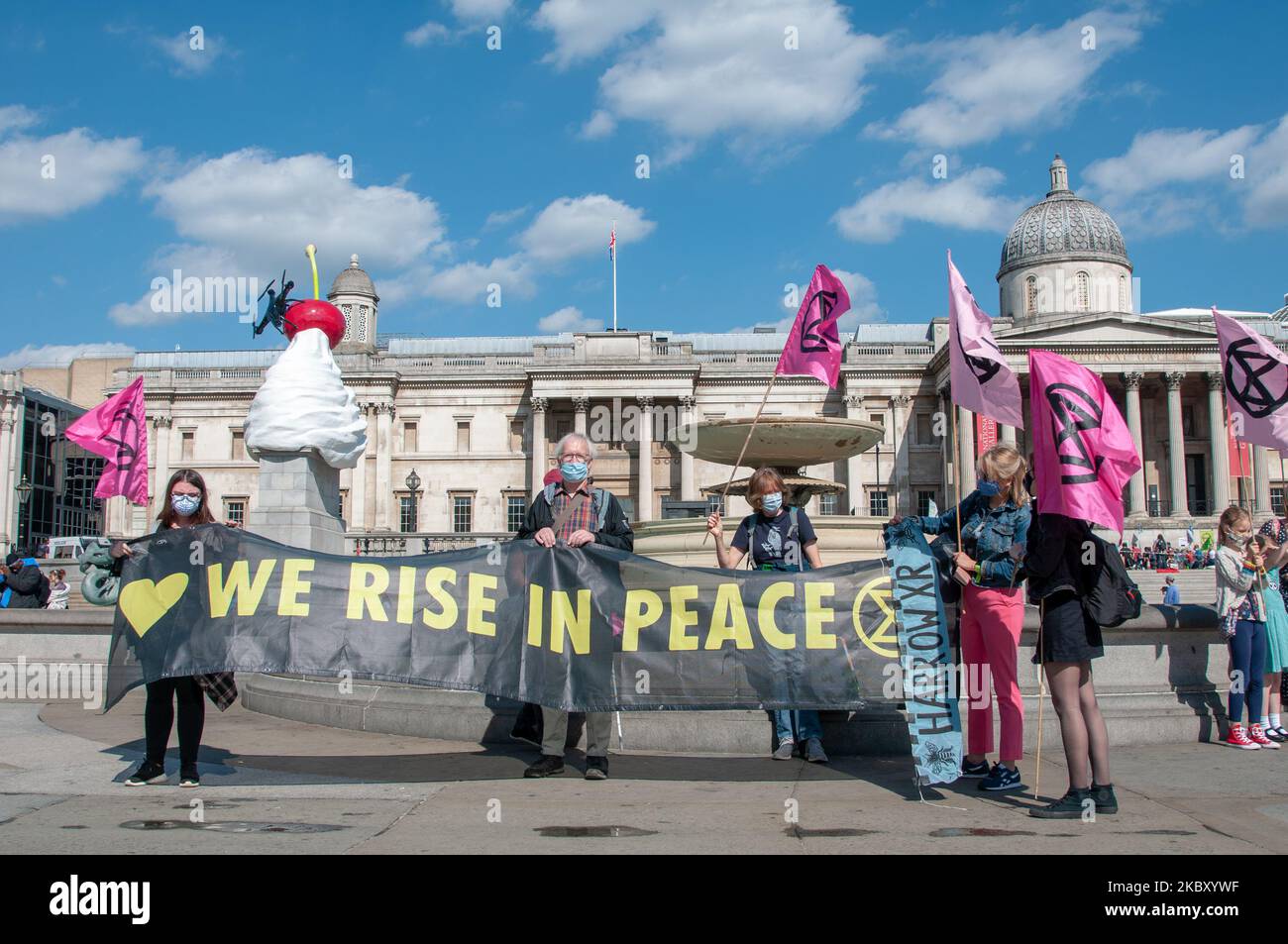 Activists from Extinction Rebellion gather at London's Trafalgar Square ...