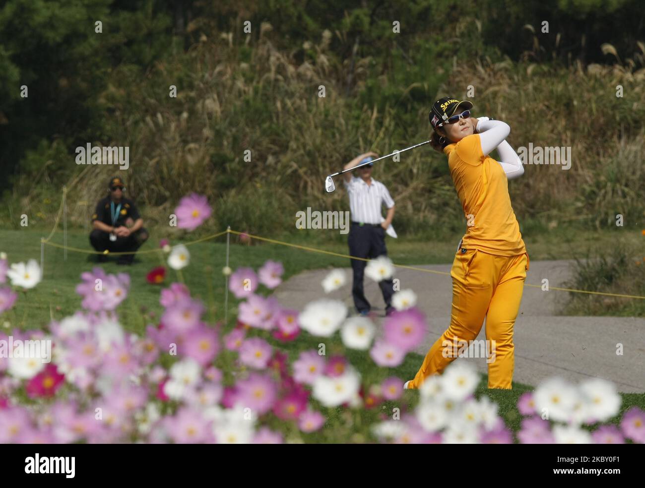 YOO, Sun Young of South Korea, play shes tee shot on the 3th hole ...