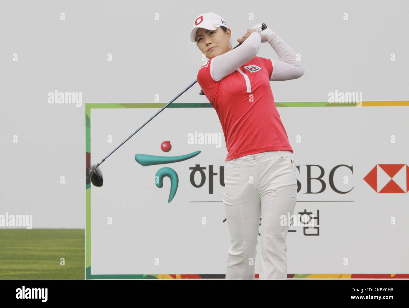 Lee, Meena of South Korea, play shes tee shot on the 6th hole during ...