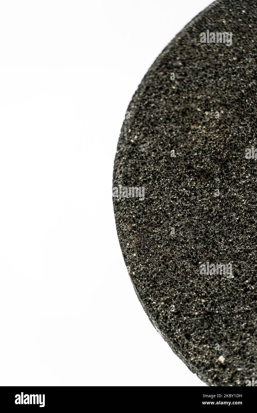 Top view vintage wooden round chair on cement concrete texture floor ...