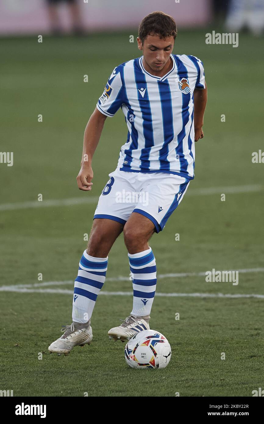 Roberto Lopez of Real Sociedad in action during the pre-season friendly ...