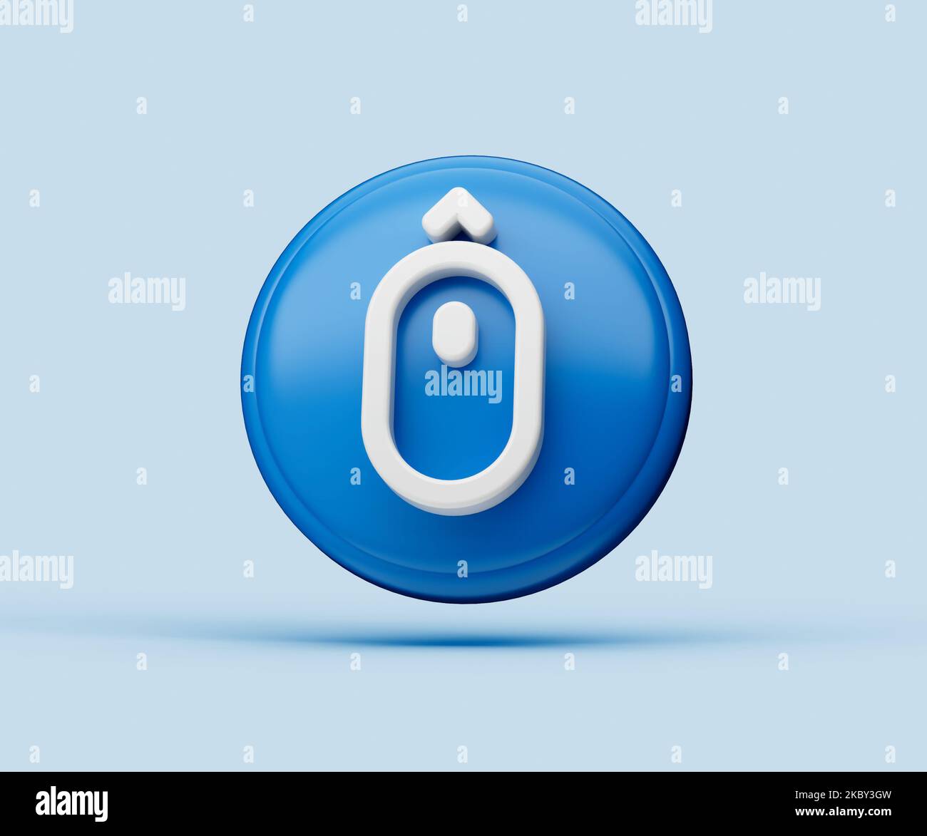 A 3D illustration of mouse scrolling up on blue background with a ...