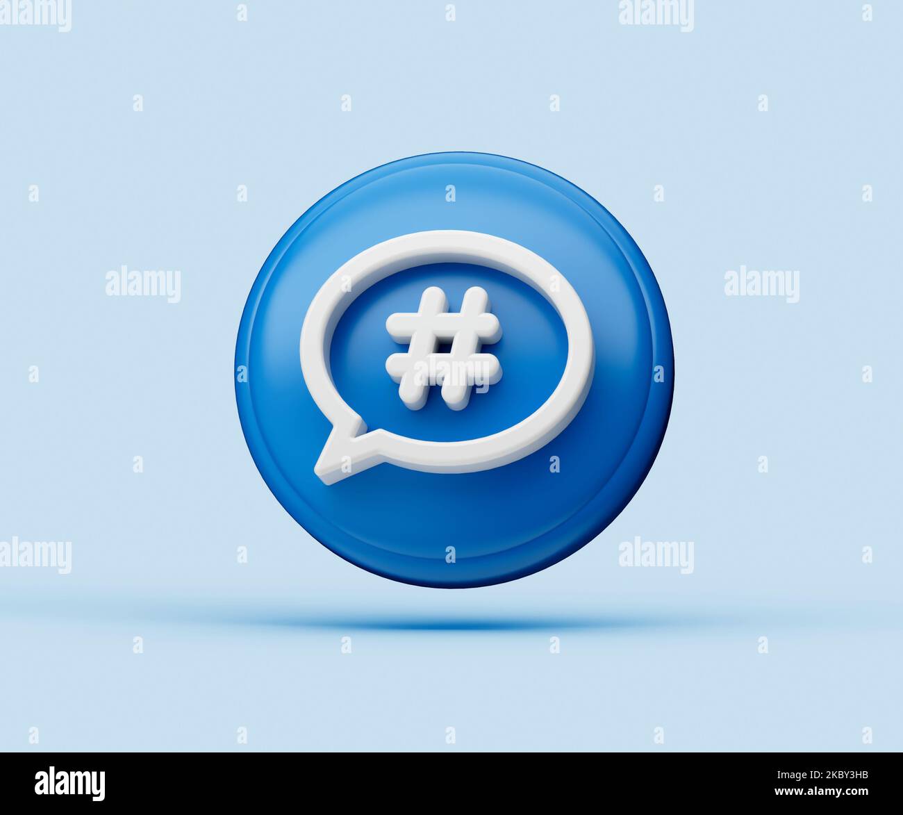 A 3D illustration of chatting or talking bubble on blue background with ...