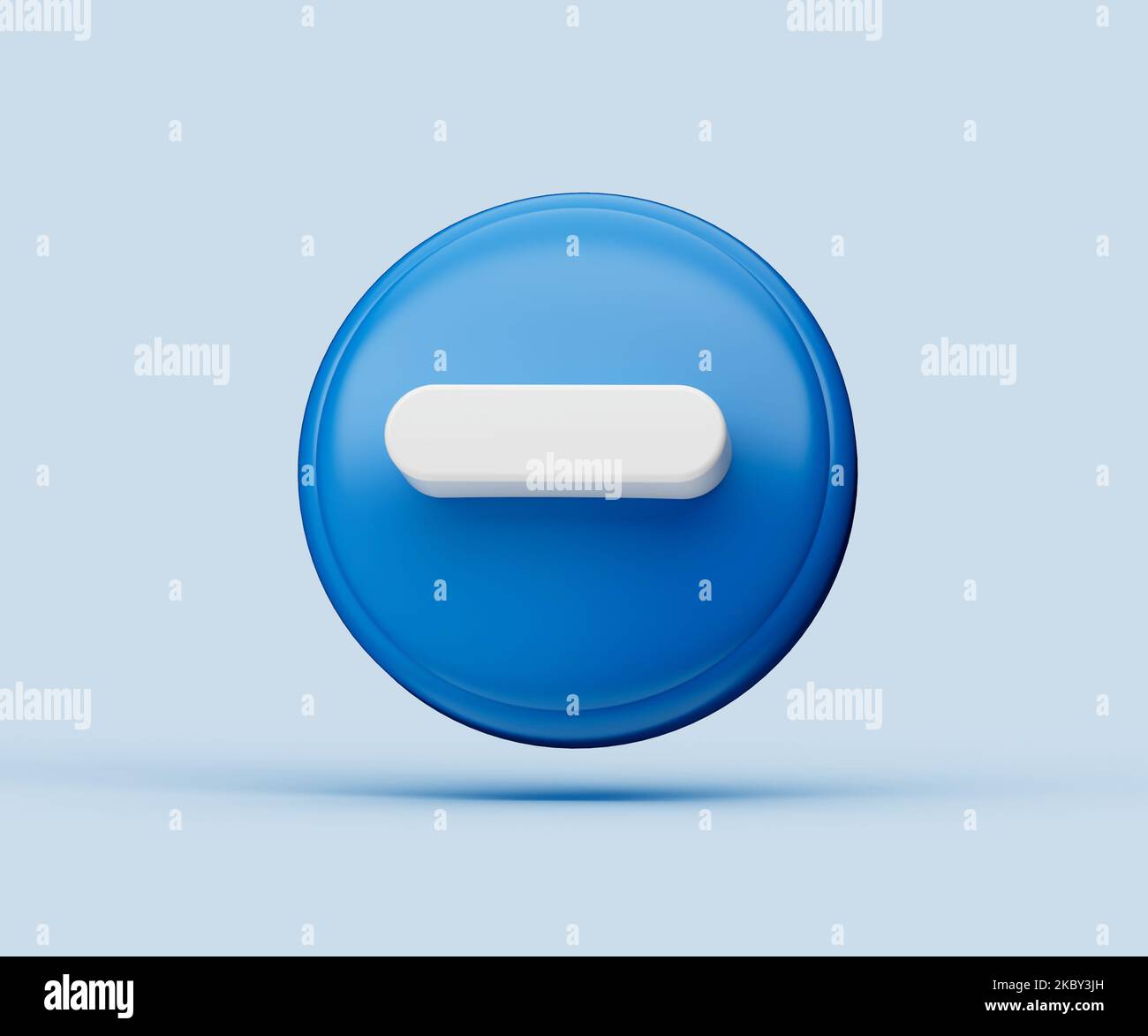 A 3D illustration of a subtract glossy icon on a blue background with a ...