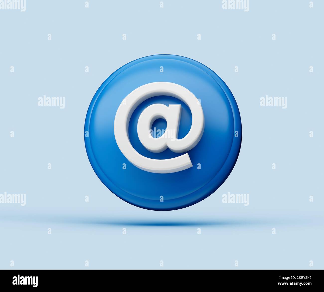 A 3D illustration of at the rate icon blue background with shadow Stock ...