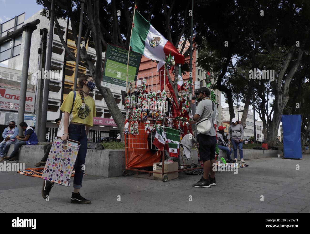 Sale of national items in the Zocalo of Mexico City, Mexico, on ...