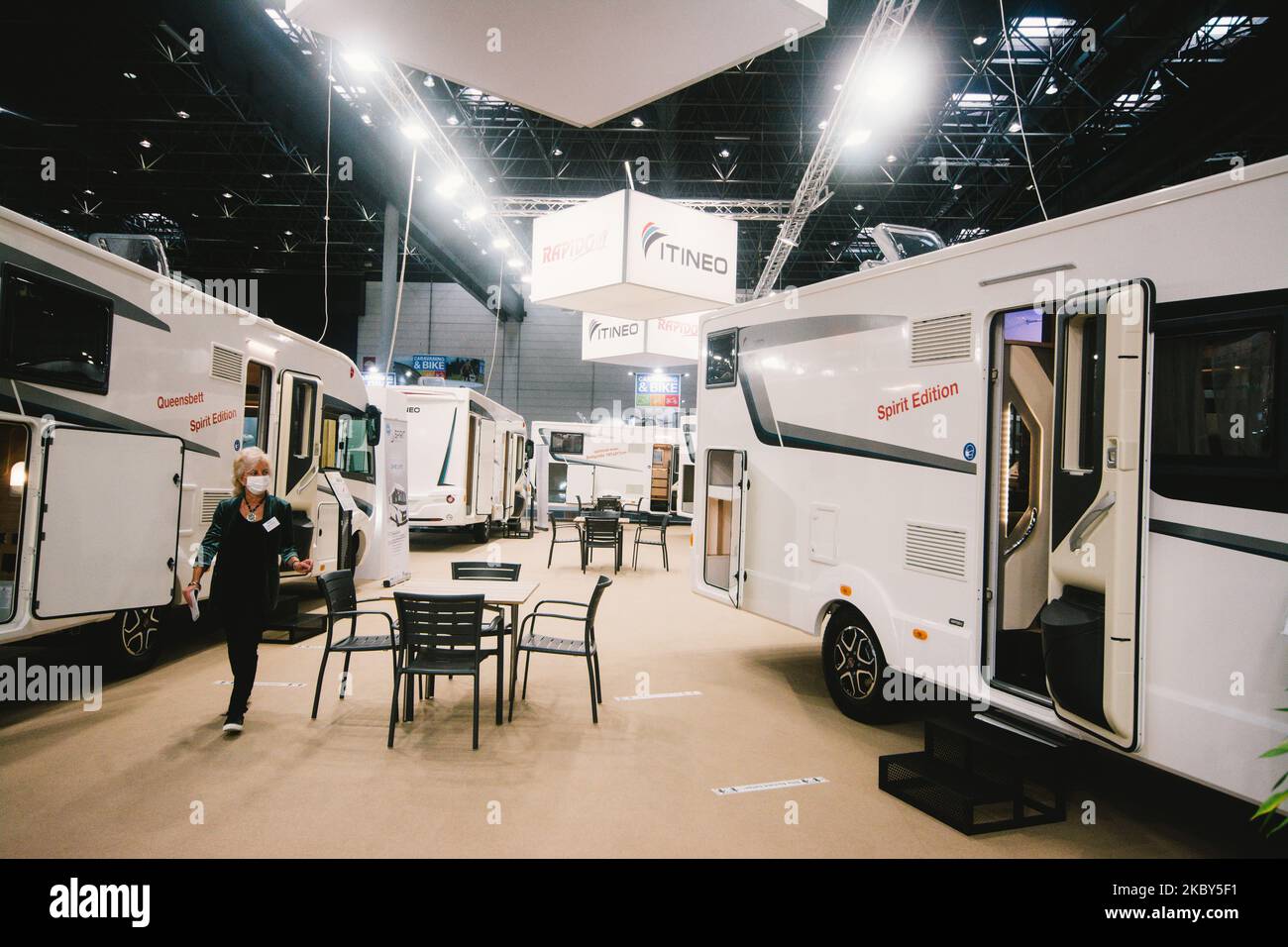 genereal view of visitors look at caravan at the expo 'Caravan Salon ...