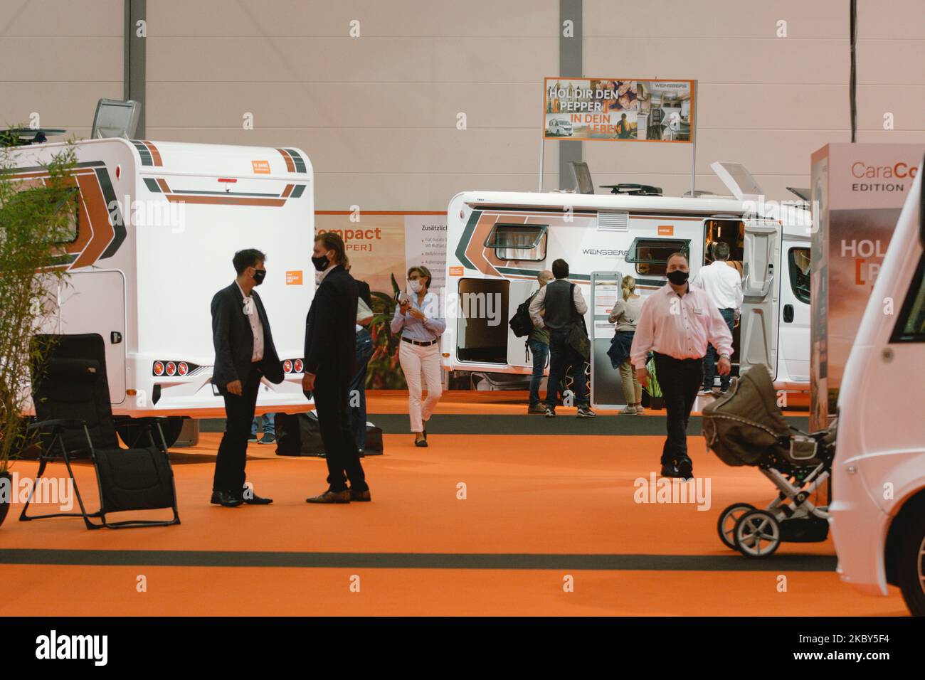 genereal view of visitors look at caravan at the expo 'Caravan Salon ...
