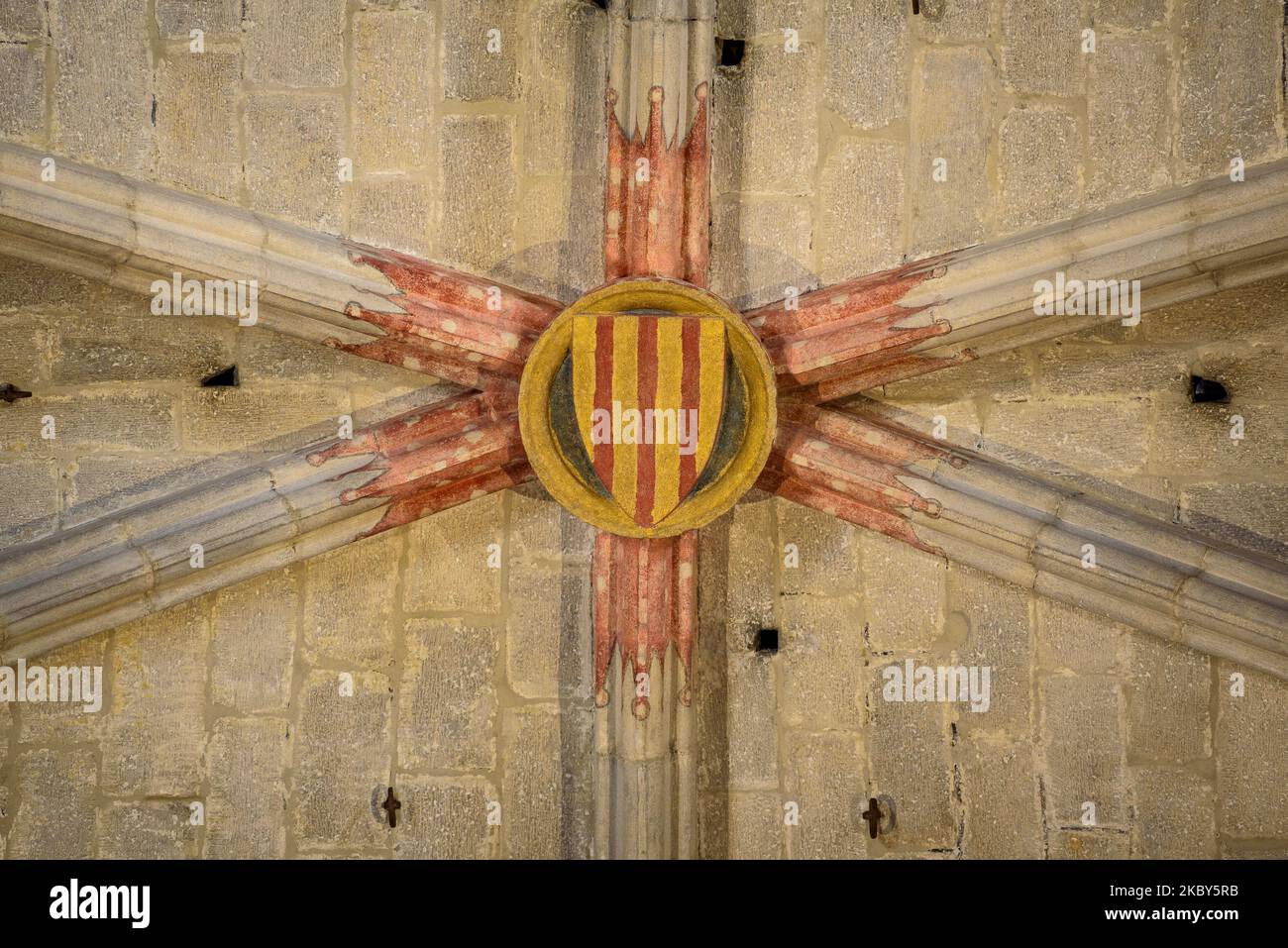 Key of a vault inside the basilica of Sant Feliu in Girona (Catalonia ...