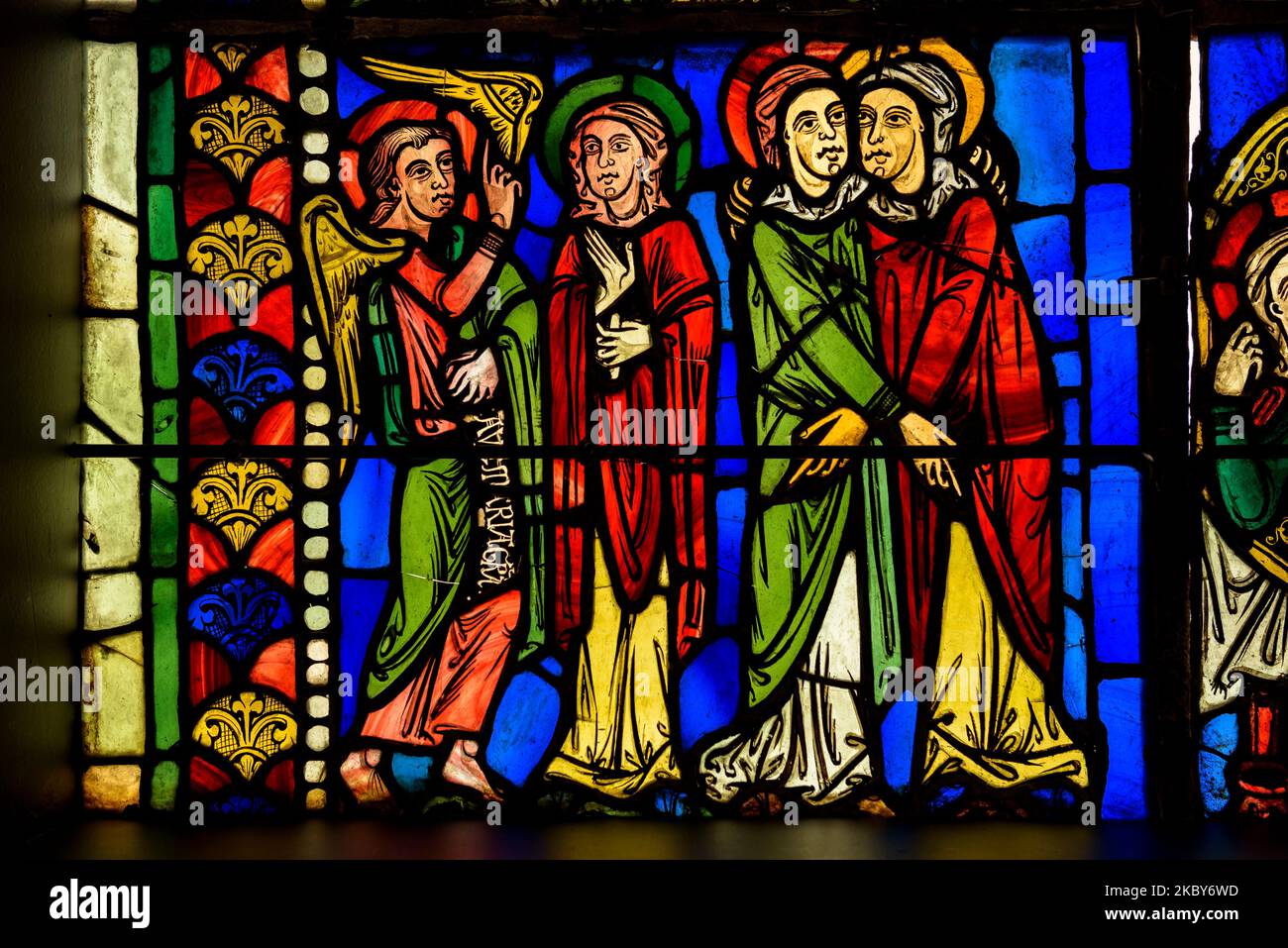 Medieval stained glass windows exhibited in the cloister of the ...