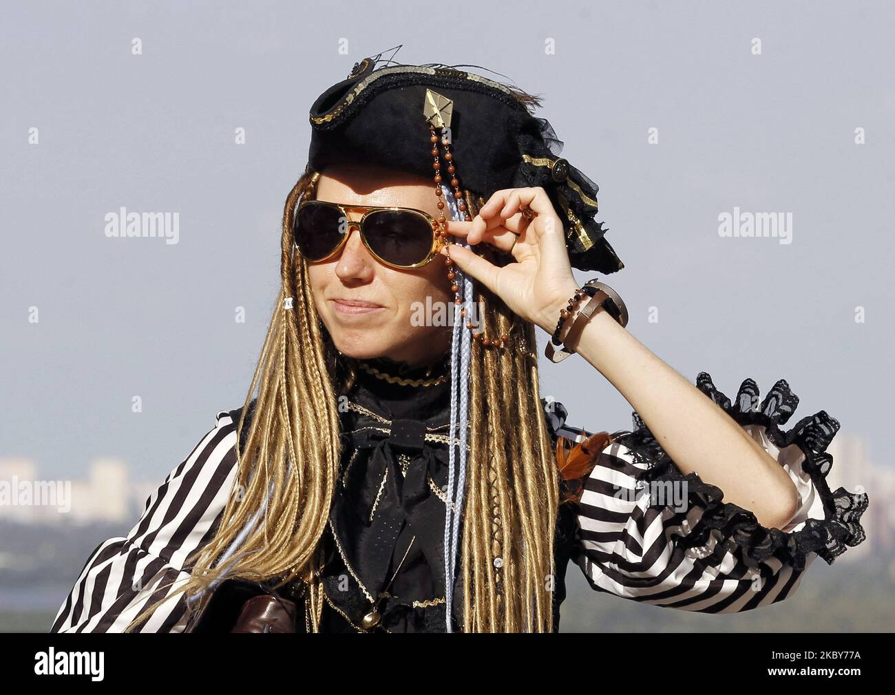 Participants dressed in costumes attend the 'KyivSteamCon' event of ...