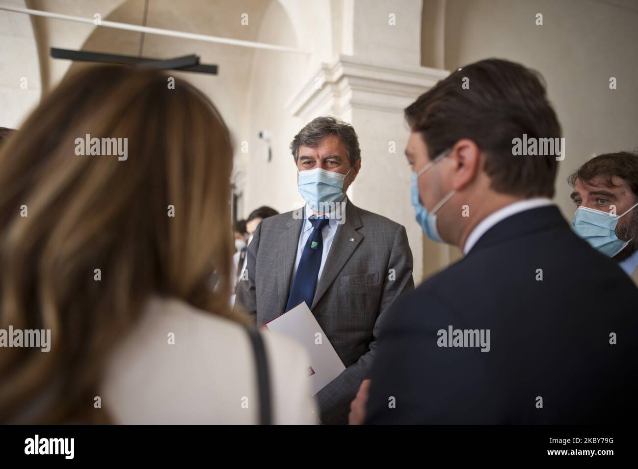 The President of Abruzzo Region Marco Marsilio, in L'Aquila, Italy, on ...