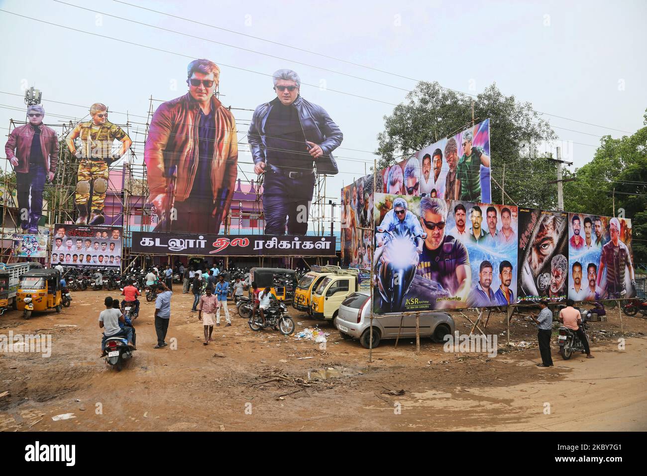 Large billboards promoting the Tamil blockbuster film 'Vivegam' in ...