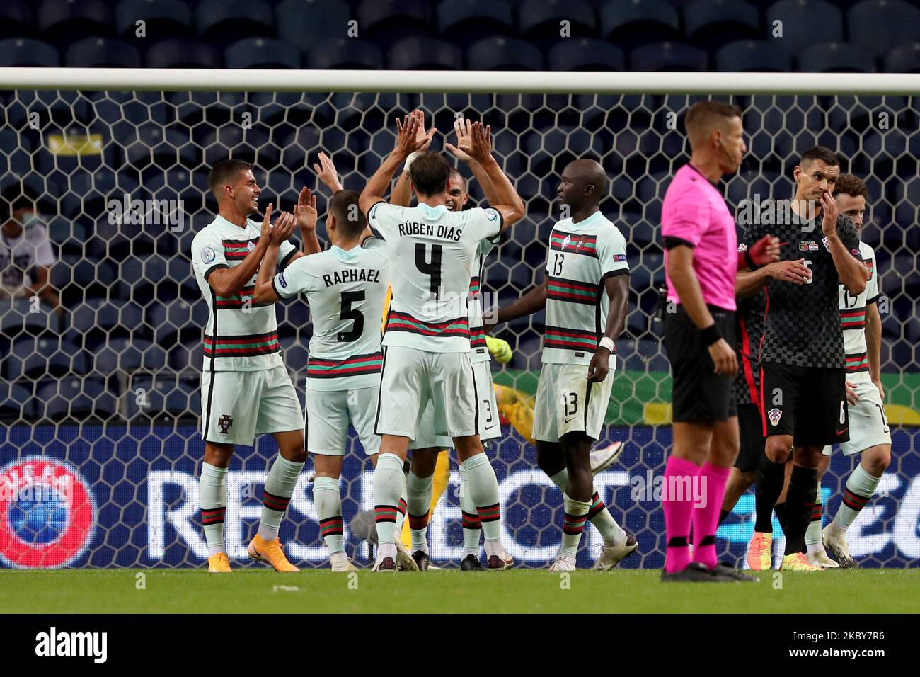 Portugal's team players celebrate the victory aftert the end of the ...