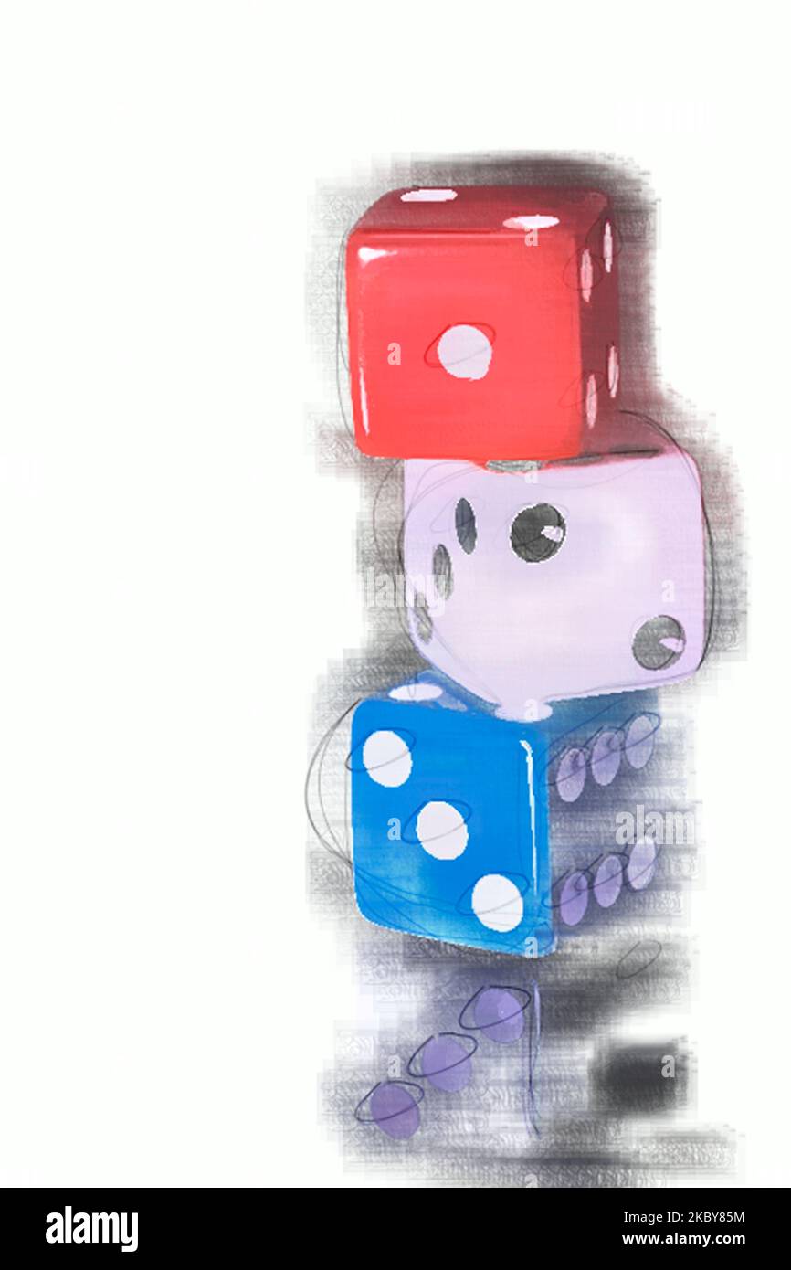 3 coloured dice Cut Out Stock Images & Pictures - Alamy
