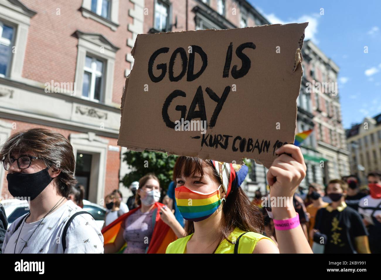 Gay pride march placard hi-res stock photography and images - Alamy