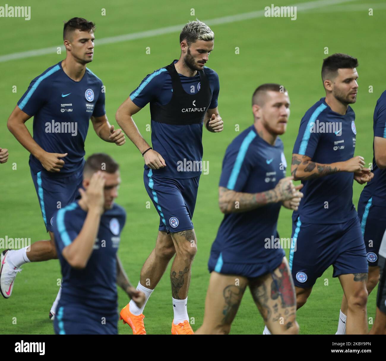 Players of Slovakia national team during a training session before the ...