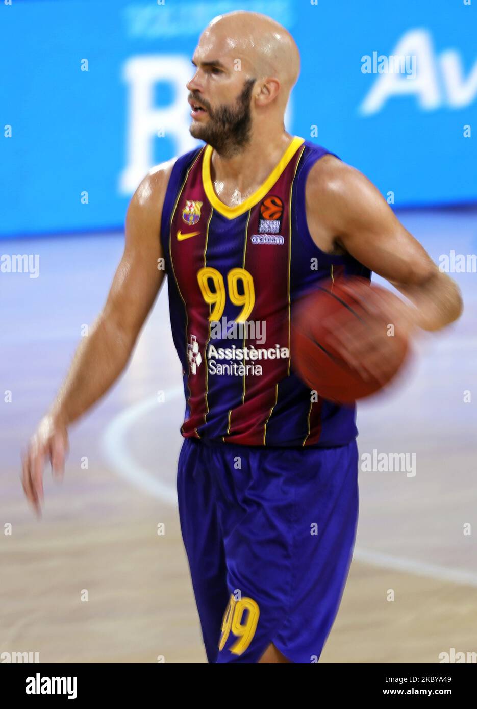 Nick Calathes during the match between FC Barcelona and Morabanc ...