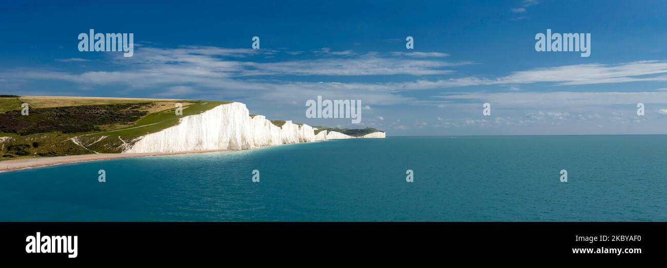 Viewing the white chalk cliff at Seven Sister, East Sussex, UK Stock ...