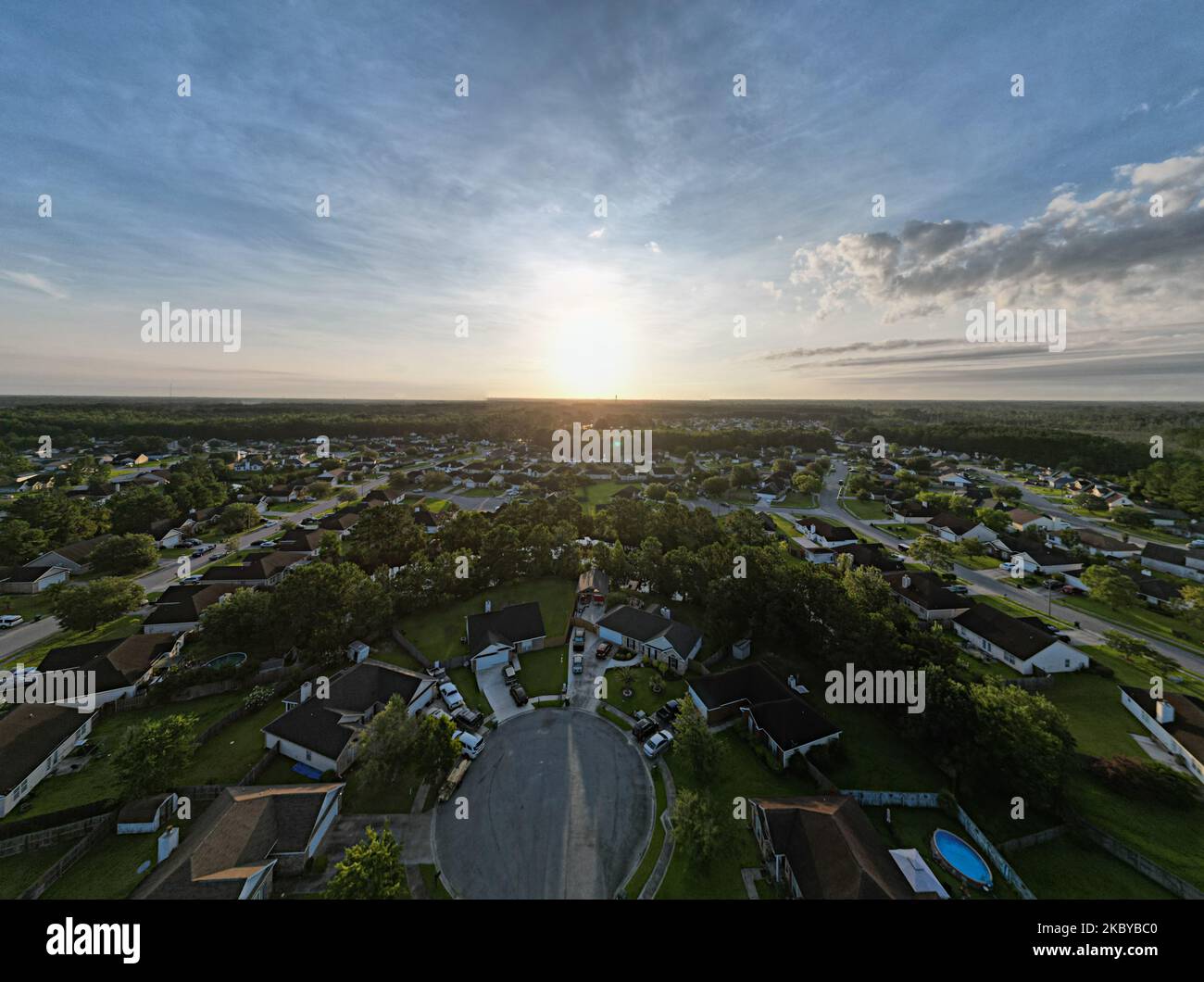 An aerial view of a sunrise over Pooler, Georgia, USA Stock Photo - Alamy
