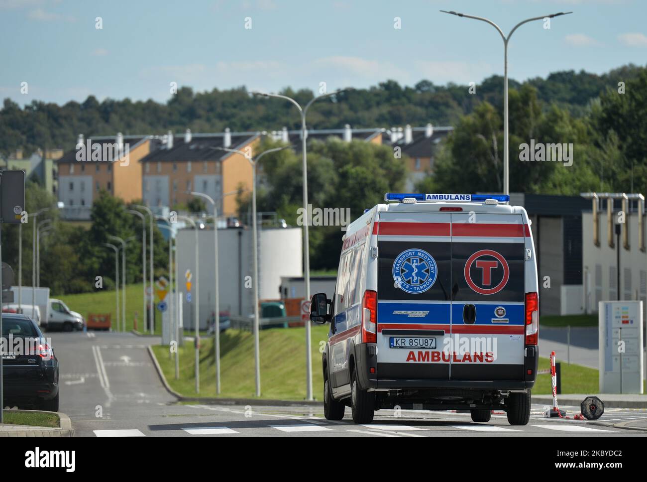 An ambulance seen delivering a patient to the University Hospital in ...