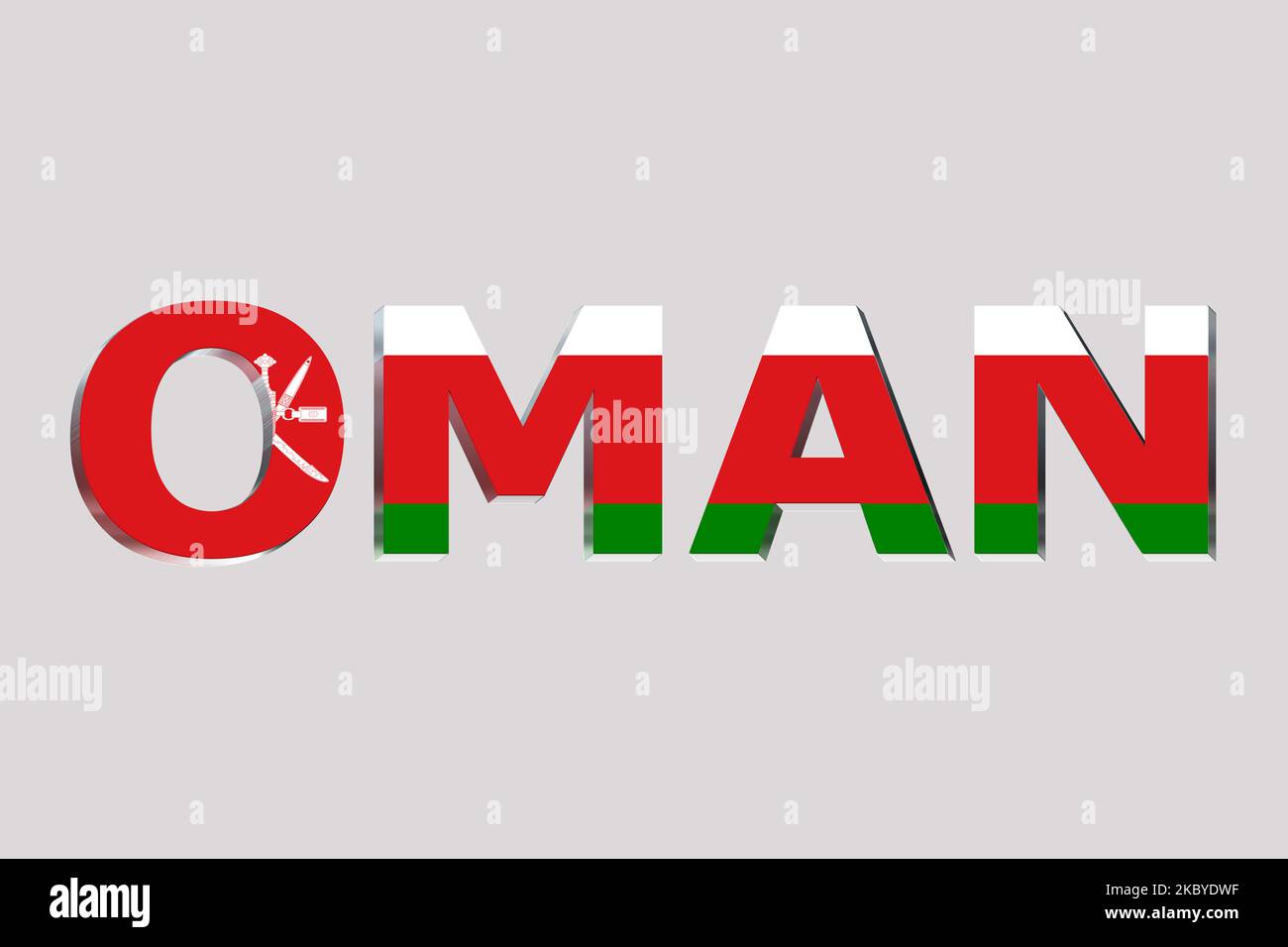 3D Flag of Oman on a text background Stock Photo - Alamy