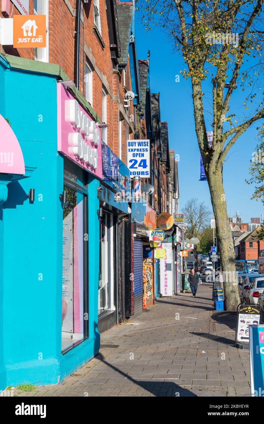 Shops in Kings Heath High Street, Birmingham Stock Photo - Alamy