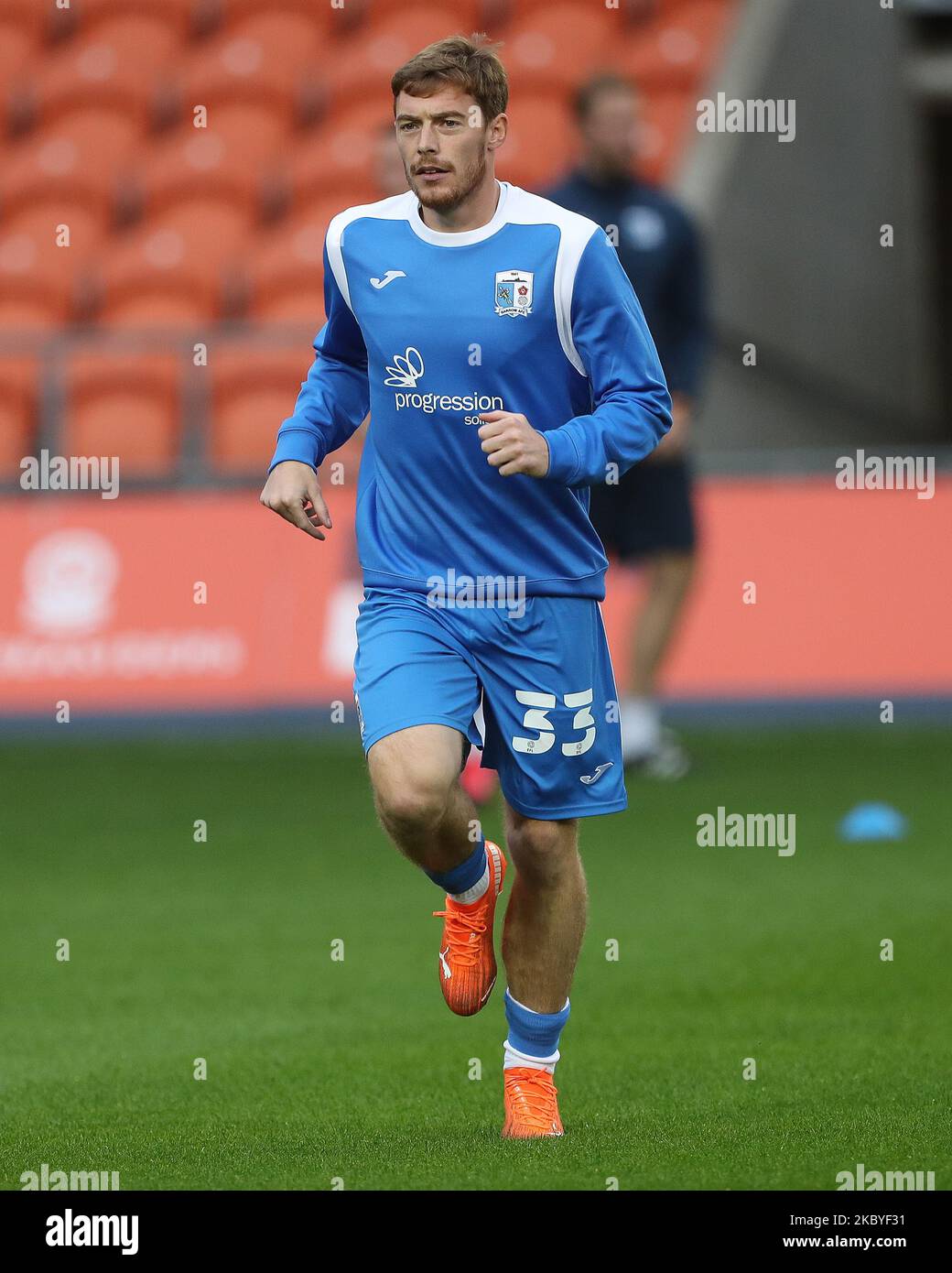 Barrow's Luke James during the EFL Trophy match between Blackpool and ...