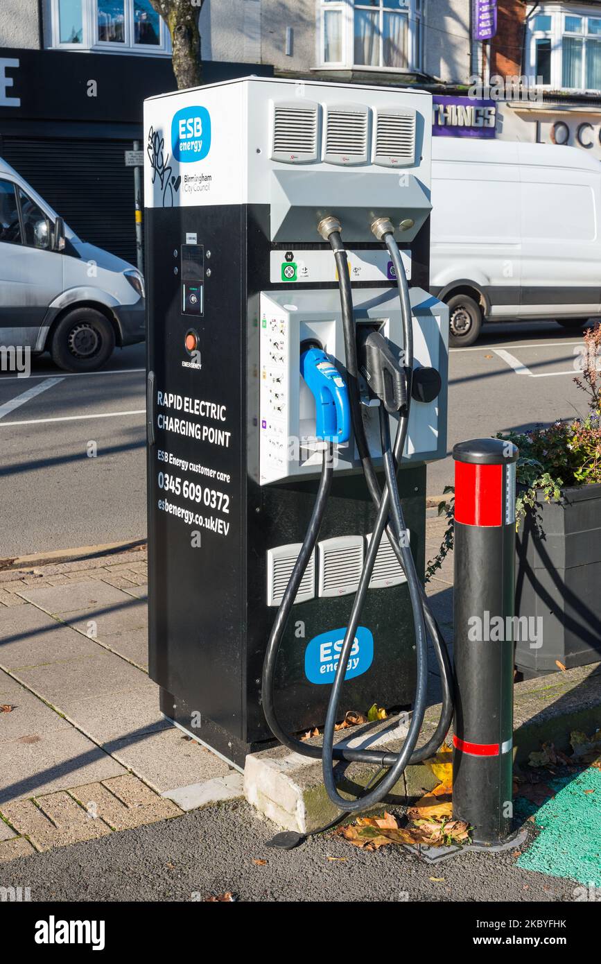 Electric vehicle recharging point in Kings Heath, Birmingham, UK Stock ...