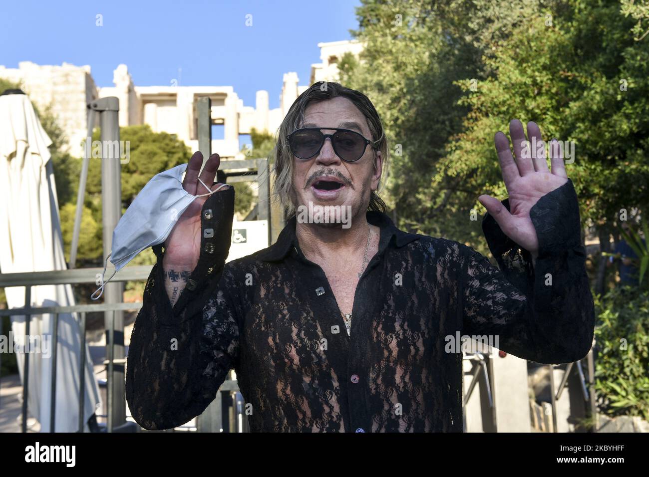 Mickey Rourke visits the Acropolis in Athens ahead of filming new drama ...
